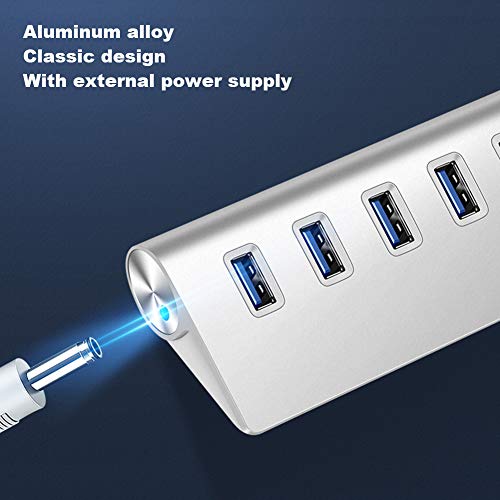 7-in-1 USB C Hub, USB 3.0 Splitter Aluminum Alloy Hub Docking Station Supports Hot Swapping and Low Power Consumption for Hard Disk USB Disk Card Reader Notebook Computer