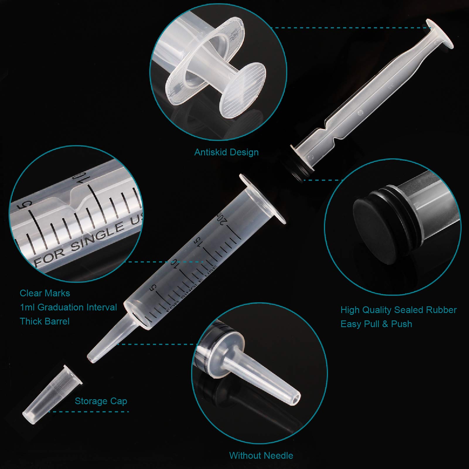 10Pack 20ml Syringe for Liquid - Syringes without Needle - 20 ml Sterile Packed Plastic Syringe for Medicine Student Lab Measuring Liquids and Pet Feeding Oral Food, Jello Shot (10 Pack 20cc )