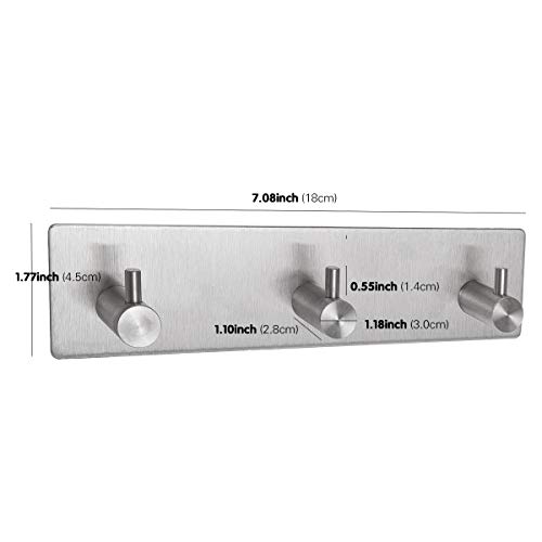Adhesive Hooks Heavy Duty Stick on Wall Door Waterproof Stainless Steel Hooks for Hanging Coat Hat Towel Robe in Kitchen Bathroom Home Hanging Rack