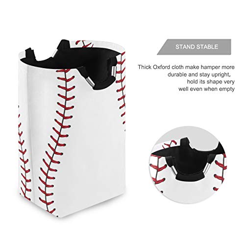 22.7"(H) Collapsible Laundry Hamper Baseball Print Laundry Basket Organizer Large with Handle Foldable Clothes Hamper