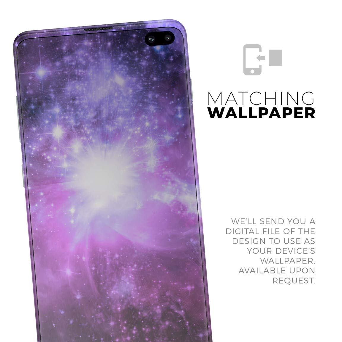 DesignSkinz Purple Space Neon Explosion Protective Vinyl Decal Wrap Skin Cover Compatible with The Samsung Galaxy S20 (Screen Trim & Back Glass Skin)
