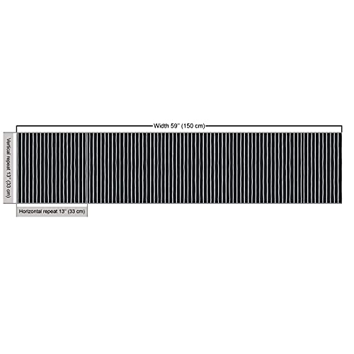 Ambesonne Pinstripe Fabric by The Yard, Monochrome Black and White Design White Thin Uneven Lines on Dark Backdrop, Decorative Fabric for Upholstery and Home Accents, 2 Yards, Black and White