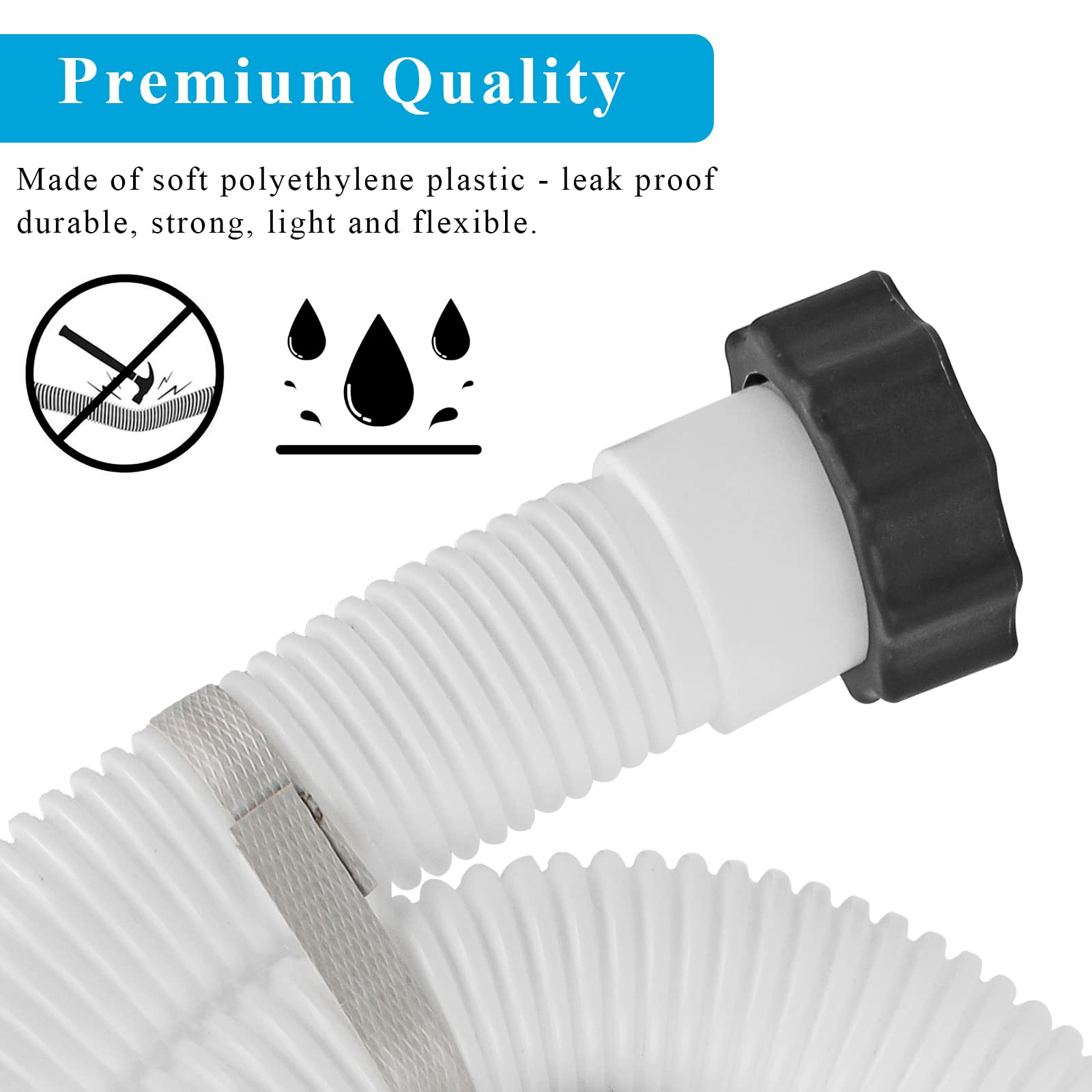 1.5" Diameter Pool Pump Replacement Hose for Intex Filter Pumps Sand Pump & Saltwater Systems - 59" Long(2 Pack)
