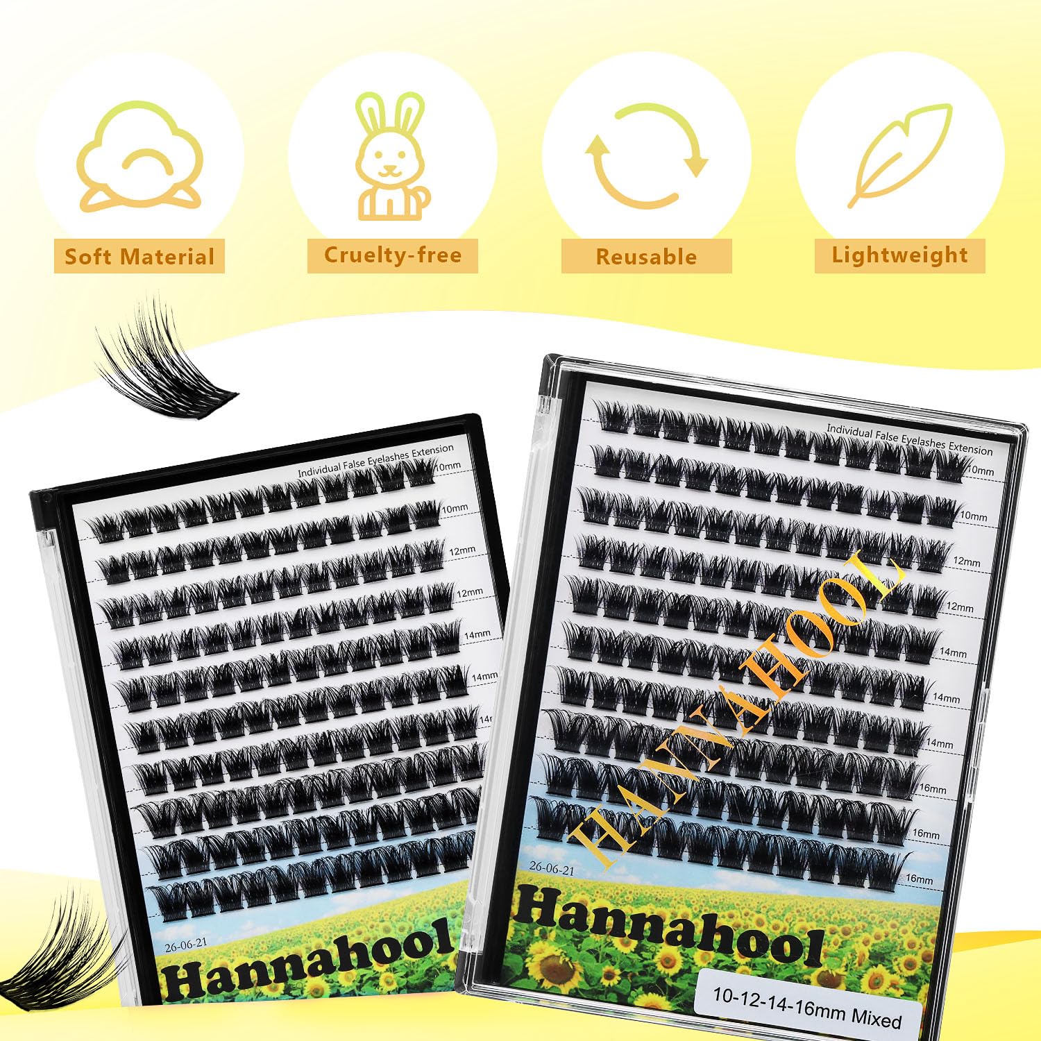 10Rows,Large Pack Grafting Mixed 10-12-14-16mm/14-16-18mm/12-14-16mm Wide Stem Cluster Eyelashes D Curl Individual False Eyelashes Home DIY Eye Lashes Extensions (mixed 10-12-14-16mm)