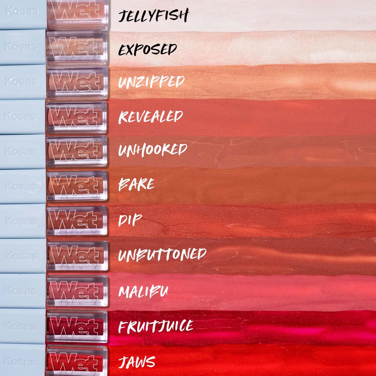 Kosas Wet Lip Oil Gloss - Hydrating Lip Plumping Treatment with Hyaluronic Acid & Peptides, Non-Sticky Finish (Malibu)