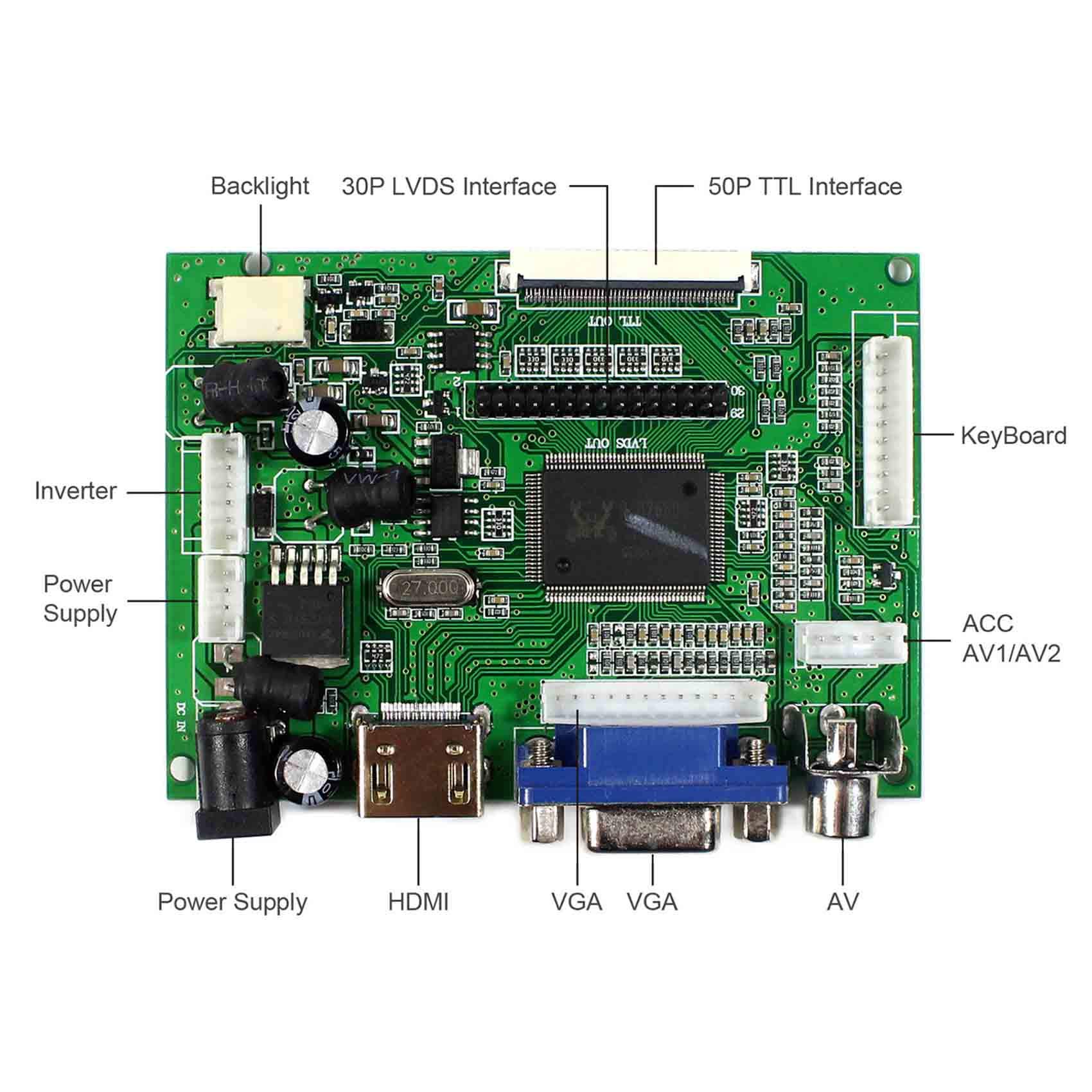 8 inch HDMI Monitor AT080TN64 Display 800x480 16:9 IPS Screen Support HDMI/VGA/2AV Input LCD Controller Board
