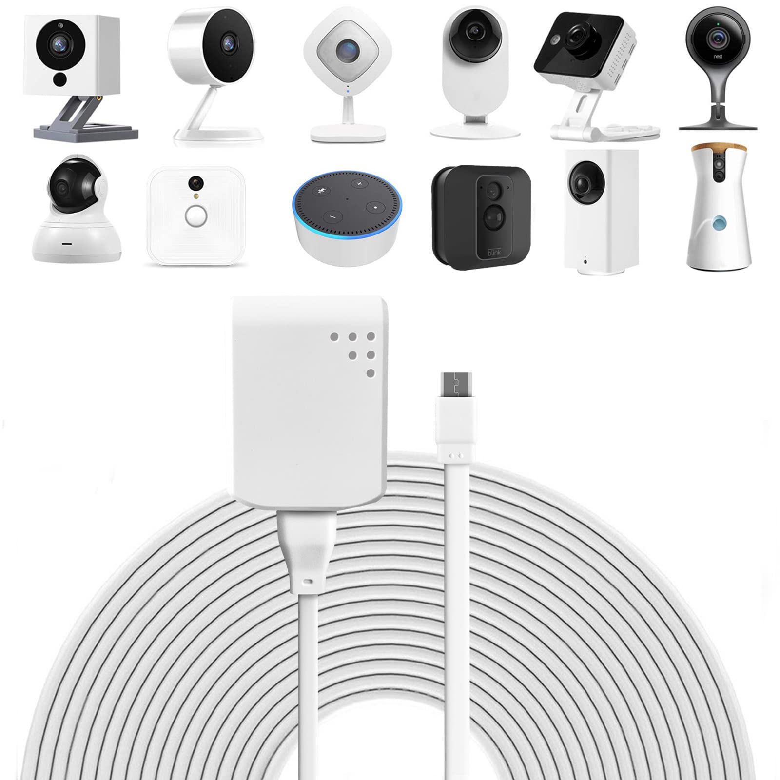 16.5 FT Power Extension Cable Charger for Wyze Cam V3, Wyze Cam Outdoor, Blink Outdoor, Yi Camera, Simplisafe, Arlo Essential, KasaCam, Weatherproof Charging Cord with Adapte for Security Camera