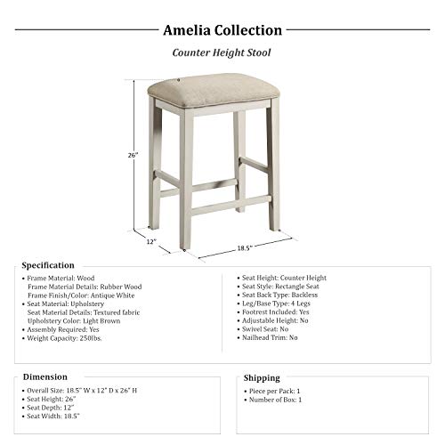 Lexicon Amelia 4-Piece Counter Height Dining Set, Antique White