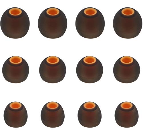 ALXCD Ear Tips for Lifestyle Tune 110BT in-Ear Headphones, 6 Pairs S M L Sizes Replacement Silicone Earbud Tips, Fit for 110BT，Black/Orange