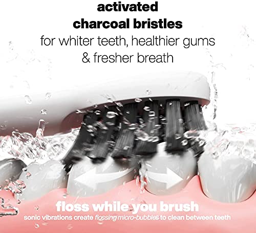 AquaSonic Pulse Activated Charcoal Replacement Brush Heads - Ultra Whitening Brush Heads - 2X Whitening & Stain Remover - Compatible only with AquaSonic Pulse- 2 Pack (White)
