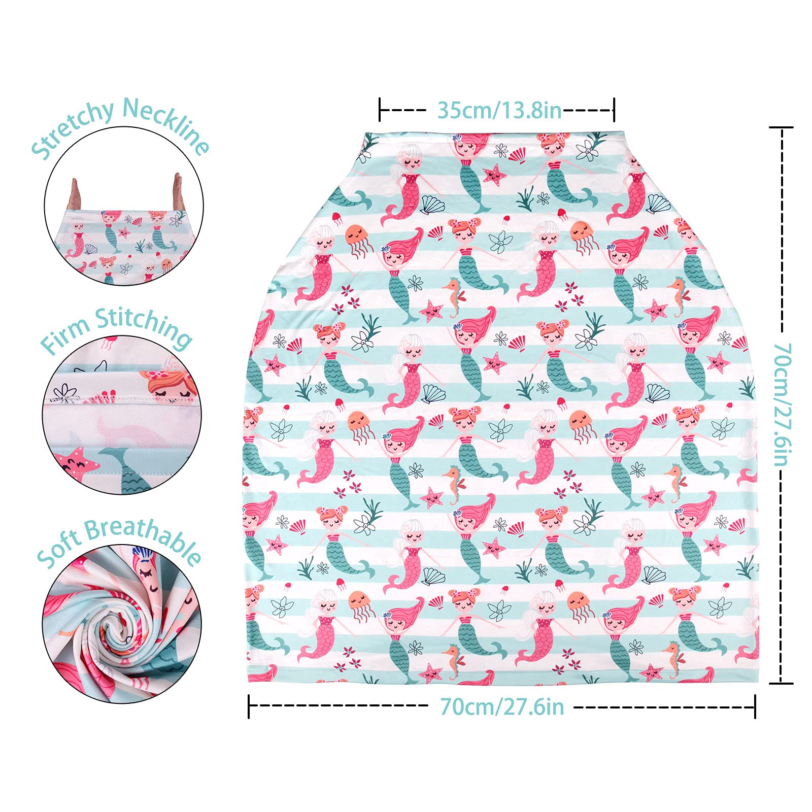 Car Seat Covers for Babies, Infant Carseat Canopies for Boys Girls, Opening Nursing Cover with Breathable Interactive Window, Soft Carrier Cover Newborn Shower Gift
