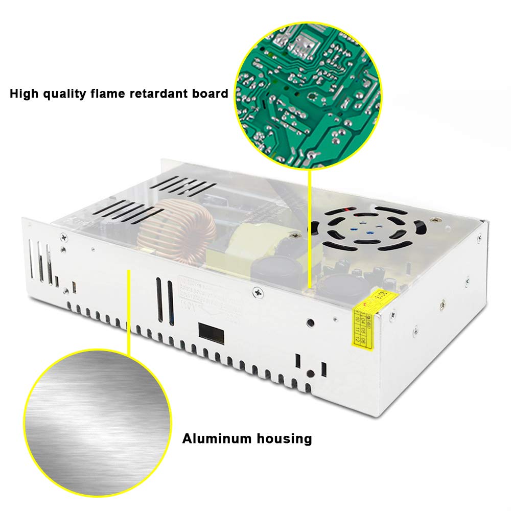 12V DC Power Supply 30A AC 96V-240V Converter Adapter Universal Regulated Switching Power Supply 12Volt 360W LED Power Supply for LED Strip,CCTV, Radio, Computer Project (12V 30A 360W)