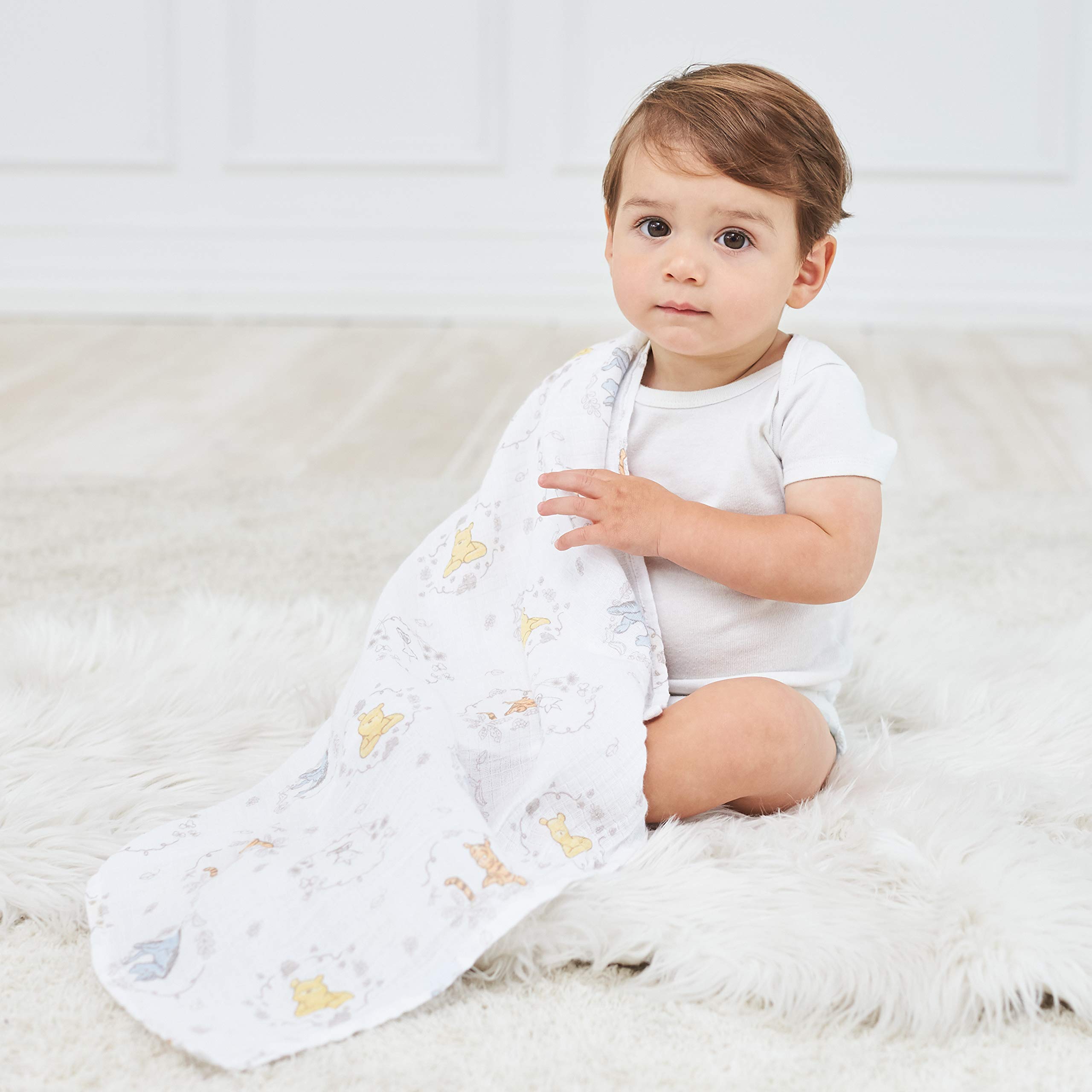 aden + anais Essentials Burpy Baby Bib, 100% Cotton Muslin, Soft Absorbent 4 Layers, Multi-Use Burp Cloth and Bib, 22.5” X 11”, Single, Dino Time