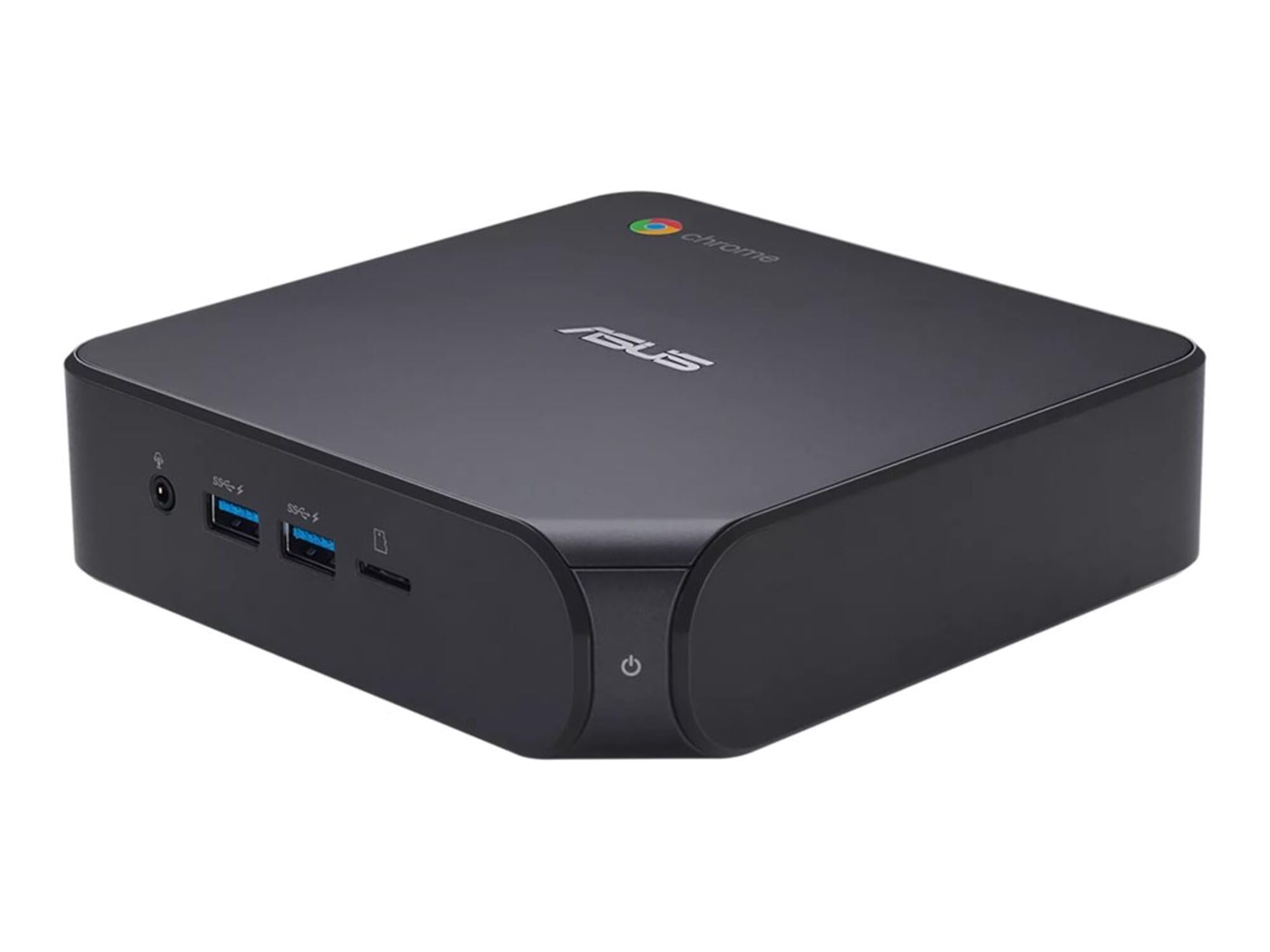 ASUS Aluminum Fanless Chromebox with Celeron 5205U, 4GB RAM, 32G eMMC Storage, Dual HDMI, Legacy RS232, Extended Power Switch, Gigabit LAN, WiFi 6, MicroSD Card Reader, VESA Mount, Chrome OS, BLACK