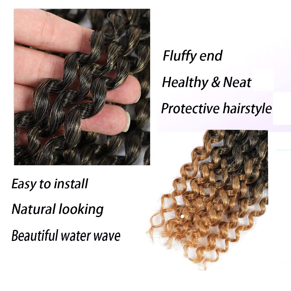 8 Packs 18 Inch Passion Twist Crochet Hair For Black Women Water Wave Crochet Braiding Hair Extensions (1B/27)