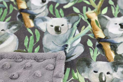 Baby Car Seat Canopy Cover - Bamboo Koala Bears with Grey Minky Dot