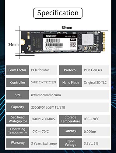 OSCOO ON900A MAC SSD Compatible for MacBook Air