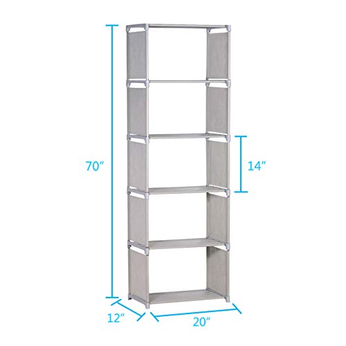 NiceAI Bookshelf Lightweight Slim Modern Bookcase Metal Framework Children's Room Arrangement Toys Office A4 File Books Kitchen Clothing Storage Rack Gray