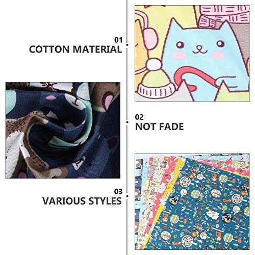 Healifty Quilting Fabric 7Pcs Cotton Fabric Bundle Animal Quilting Sewing Fabric Patchwork Cloths Sheets for DIY Craft Scrapbooking Mouth Cover Purse Bag 25x25cm Embroidery Fabric
