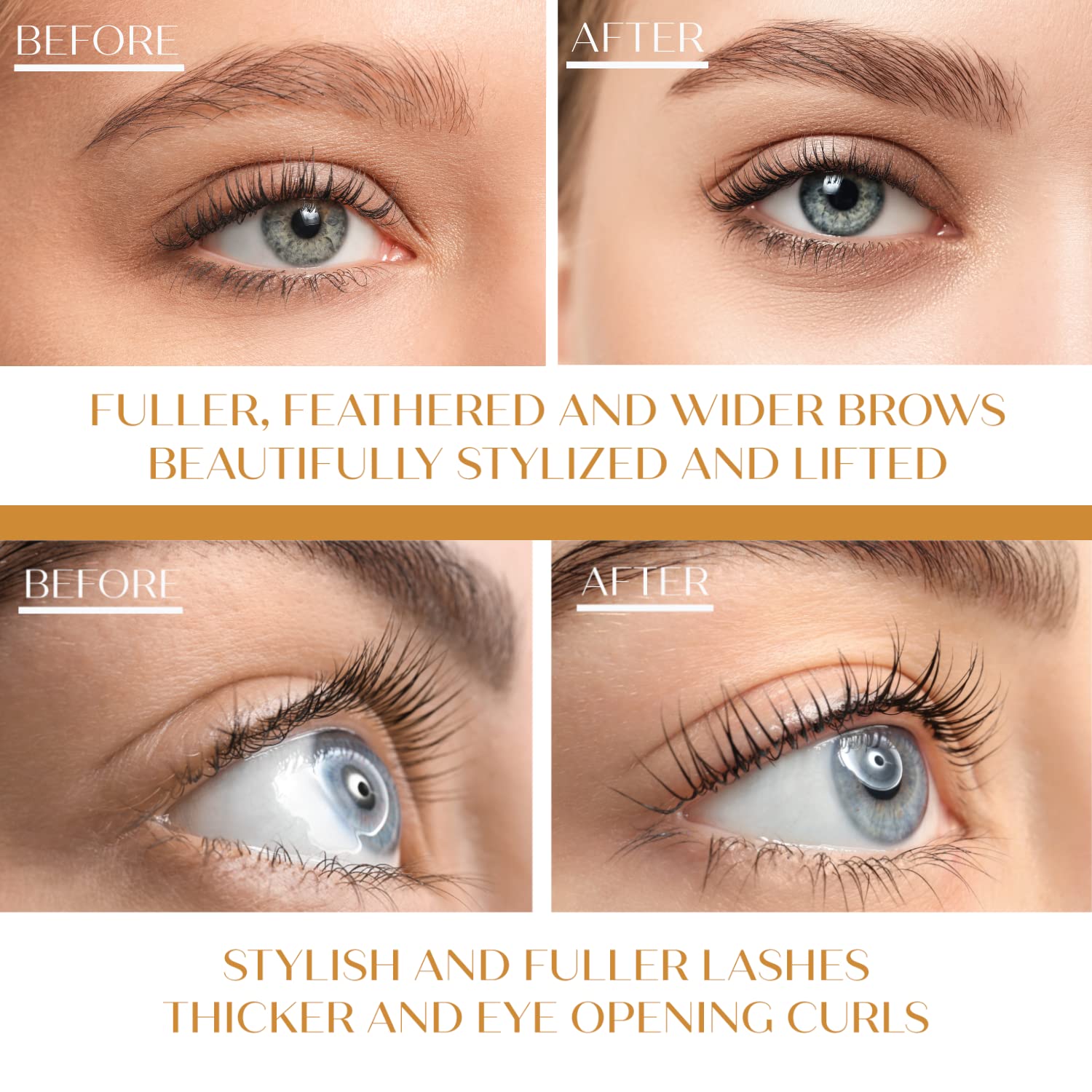 Nadeu Beautycare Eyebrow Lamination Kit & Lash Lift Kit Deluxe Set - Includes Beauty Brushes & Tools - Fuller Feathered Eyebrows & Curled Lashes - DIY at Home for Gorgeous Lifted Lashes & Trendy Brows