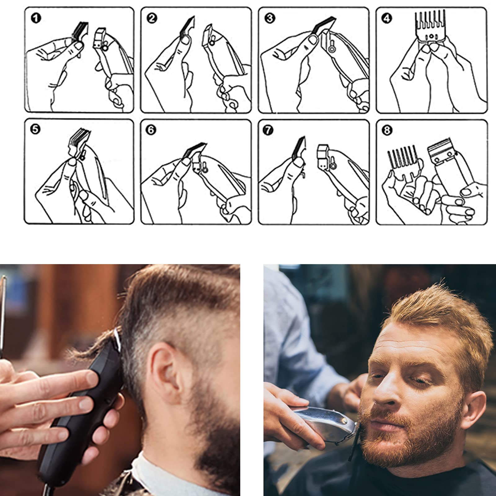 10 Pieces Clipper Guards Professional Hair Clipper Combs Guads Premium Cutting Guides with Metal Clip Fit All Full Size Wahl Clippers