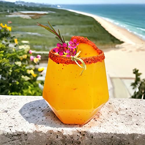 24 count Diamond Unbreakable Stemless Plastic Wine Champagne Glasses Disposable Shatterproof BPA-Free Wine Glasses Indoor Outdoor Ideal for Home Office Bars, Wedding 12 Ounce Cup (Gold)