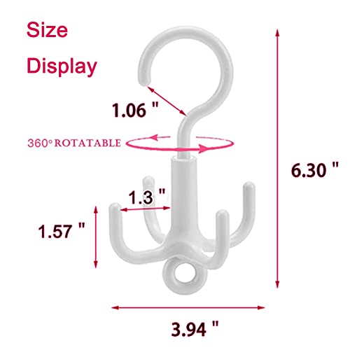 LIUHE 3 Pack Hangers for Closet, 4 Claws 360 Degree Rotatable, 6.3 Inches Large Size Twirl Stackable Hooks Tie Racks for Scarves Belts Ties Clothes Bags Shoes Scarf Closet Organizer Closet Storage