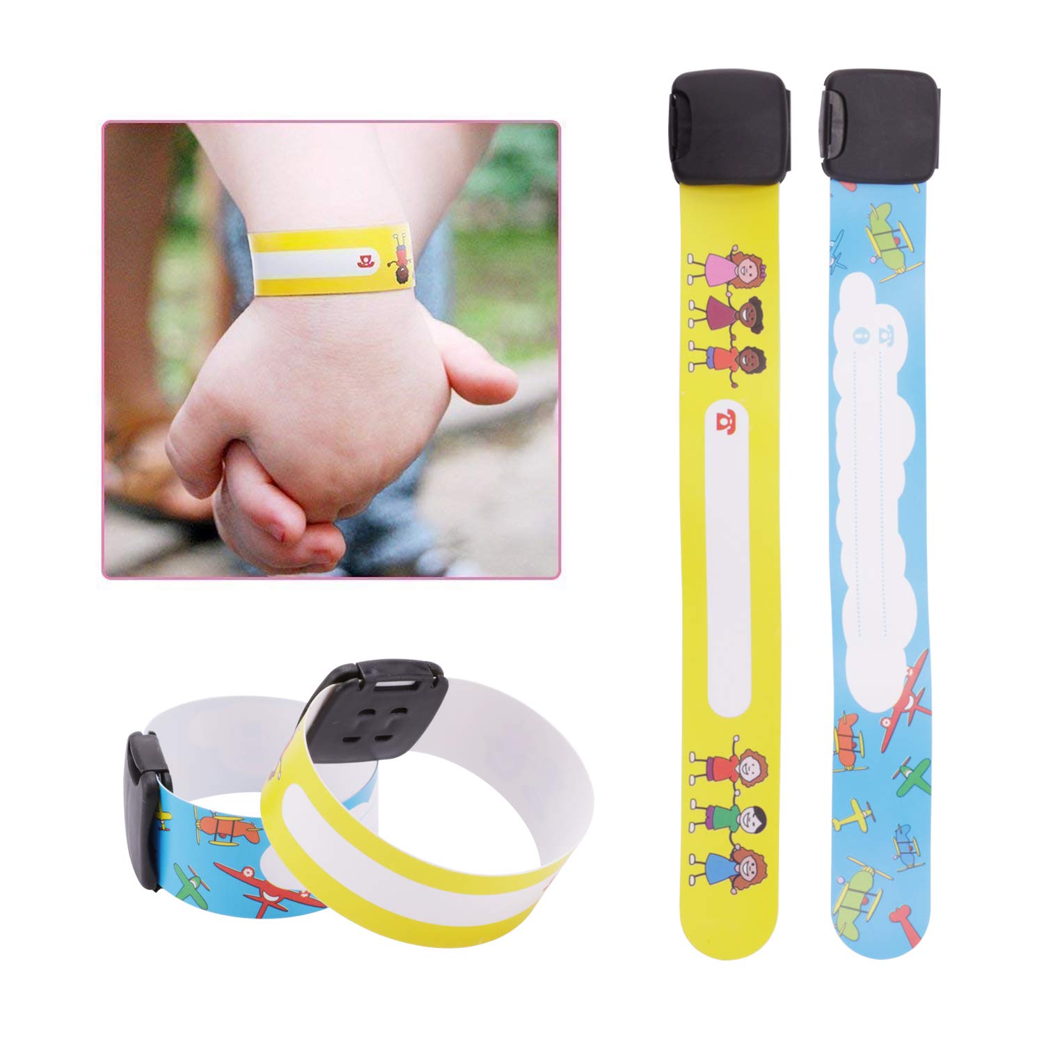 8 Pieces Child Safety ID Wristband, Emergency Identification Bracelets Reusable Waterproof Handwritten Brands Safety Armband for Kids or Old Men (8)