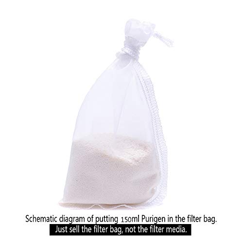Alegi 180 Micron Aquarium Filter Media Fine Mesh Bag, 8" by 4" Small Resin Filters Media Bags for Fish Tank (8" 4"(4Pcs))