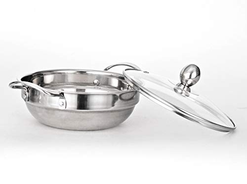 Hinomaru Collection Shabu Shabu Mini Hot Pot Stainless Steel With Glass Lid Chafing Dish Single Serving Mini Casserole Pot Cooking Gel Fuel Cookware