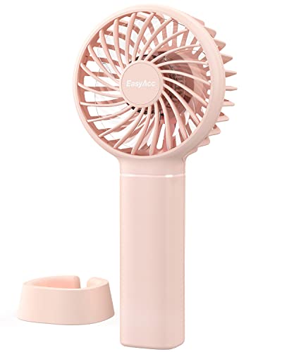 EasyAcc Mini Portable Fan, Powerful Handheld Fan, Cute Design 3 Speed Personal Small Desk Fan with Base, Lightweight Makeup USB Rechargeable Fan for Stylish Girl Women Men Indoor Outdoor