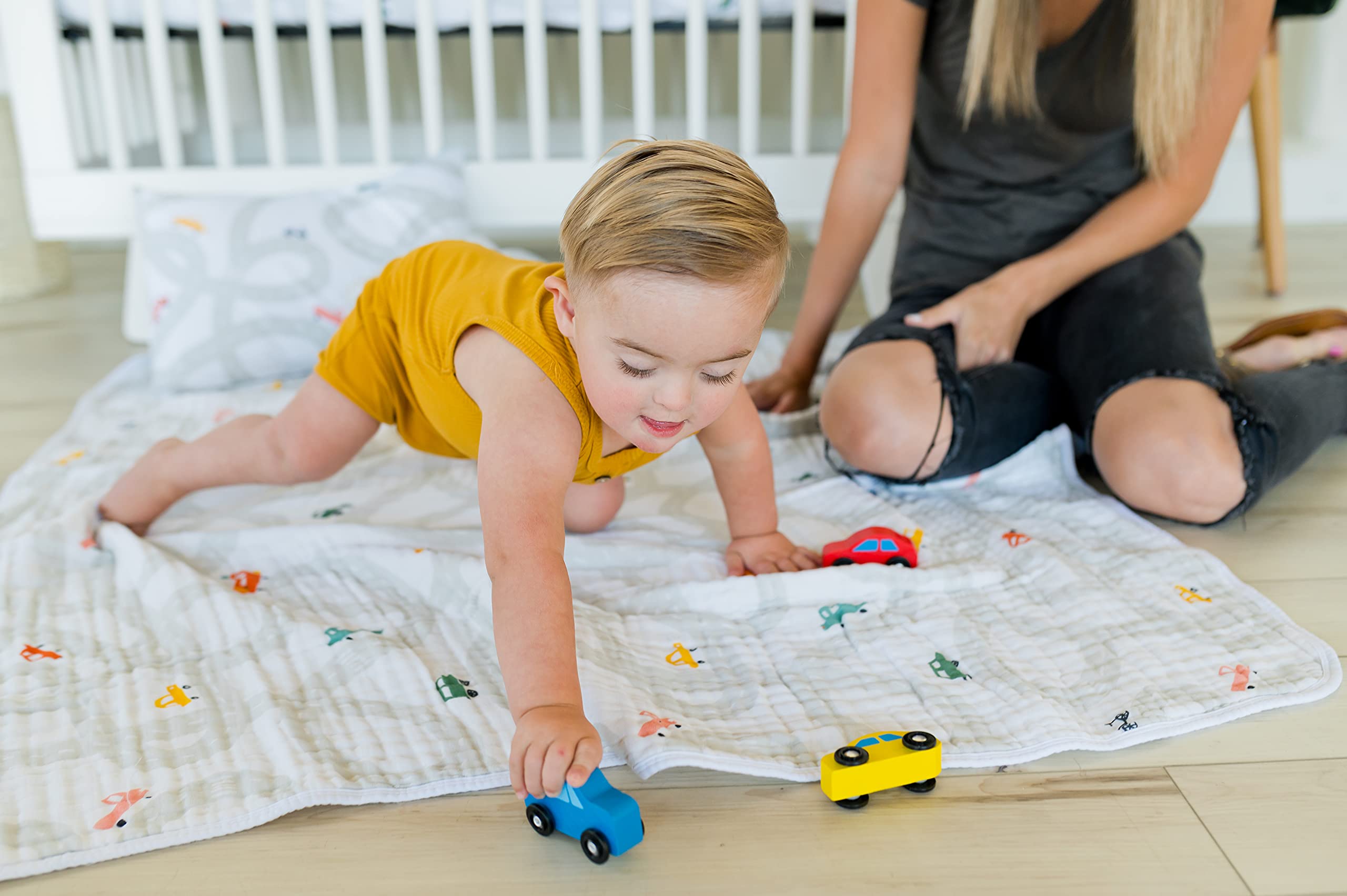 ADDISON BELLE – 2 Pack Swaddle Blanket – 100% Muslin Cotton Newborn Swaddle for Baby Boy/Girl – Soft Lightweight Baby Wrap + Receiving Blanket – Unisex – 47” x 47” (Cars+Trains)
