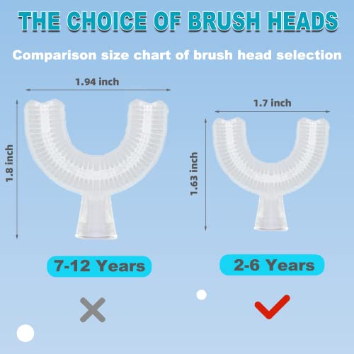 Caromolly Kids U-Shaped Electric Toothbrush, Automatic Massage Toothbrush with U-Type, Cartoon Modeling Toothbrush with Three Types of Brush Heads,Battery Operated,Small for 2-6 Years,Yellow,1 Pack