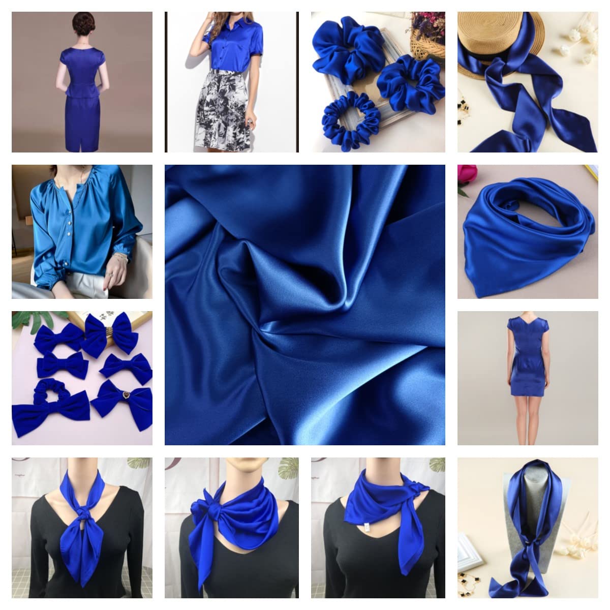 16m/m 100% Mulberry Dressmaking Silk Sewing Silk Charmeuse Fabric Silk 45" Width DIY Silk (Pure Sapphire Blue)