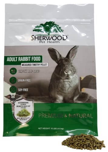 Adult Rabbit Food Timothy Hay Pellet 10 pounds. This Sherwood Pet Health hay-Based Formula is Grain-Free and Soy-Free for Better Digestion. Its Also scientifically Balanced for Better Urinary Health.