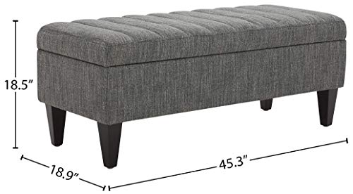 Amazon Brand β Rivet Maple Channel Tufted Upholstered Rectangular Storage Ottoman with a Soft-Close Hinge, 45.3"W, Dark Grey