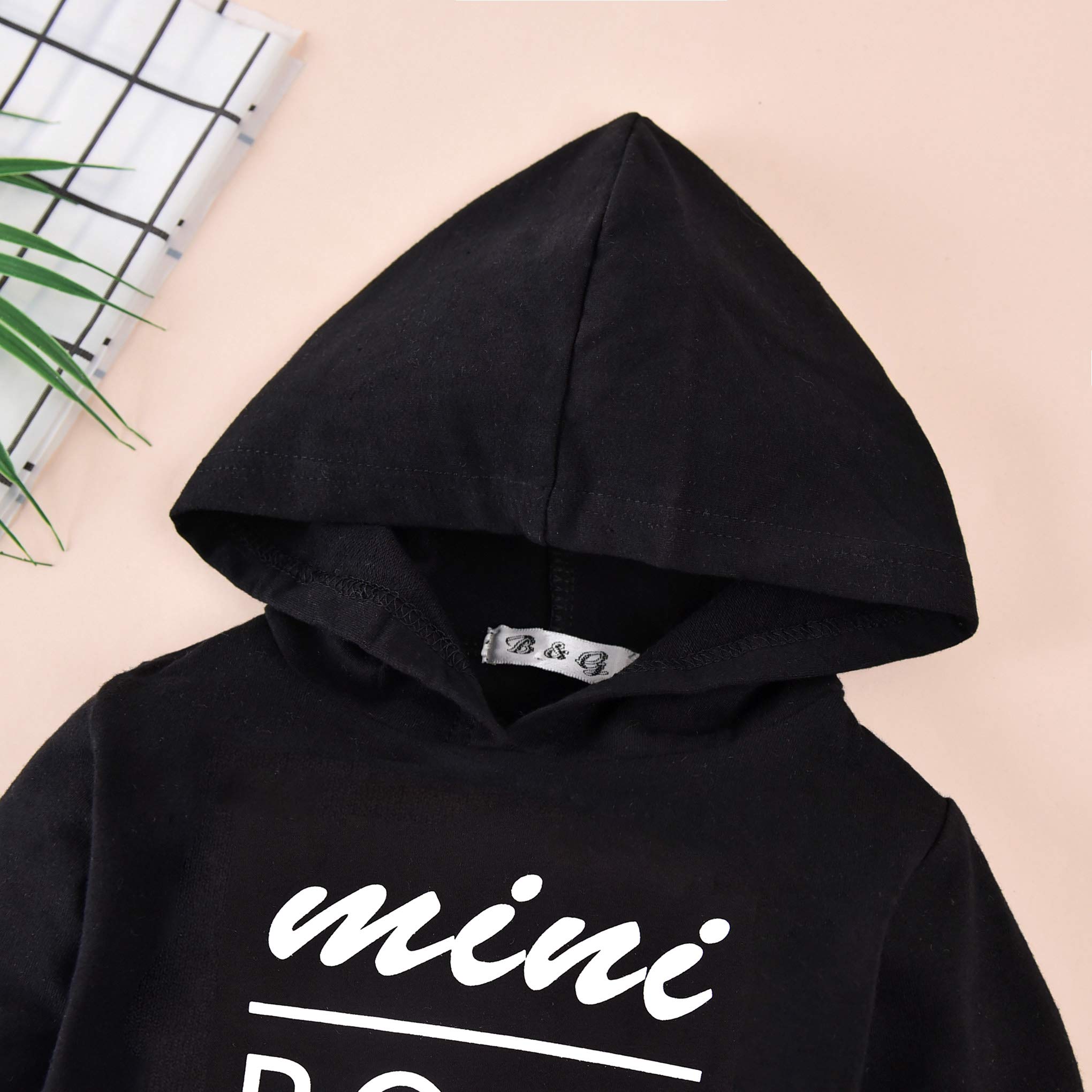 Aalizzwell Toddler Baby Long Sleeve Hooded Sweatshirt Pocket Pullover Hoodies for Boys Girls (Black-1, 3T)