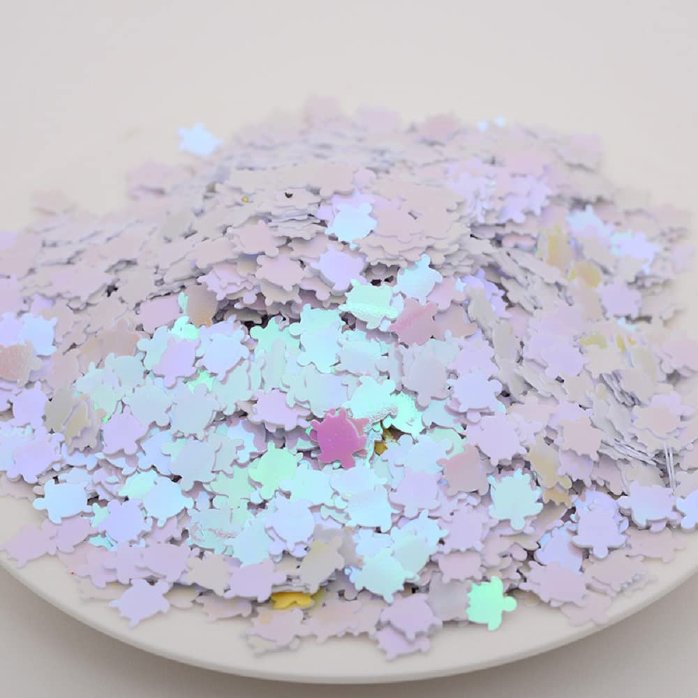 2000 Pieces Sea Turtle Party Glitter PVC Confetti for DIY Mold Art Tumblers Nail Artwork Wedding Bridal Shower Birthday Valentines Party Decorations - 1.6oz (White)