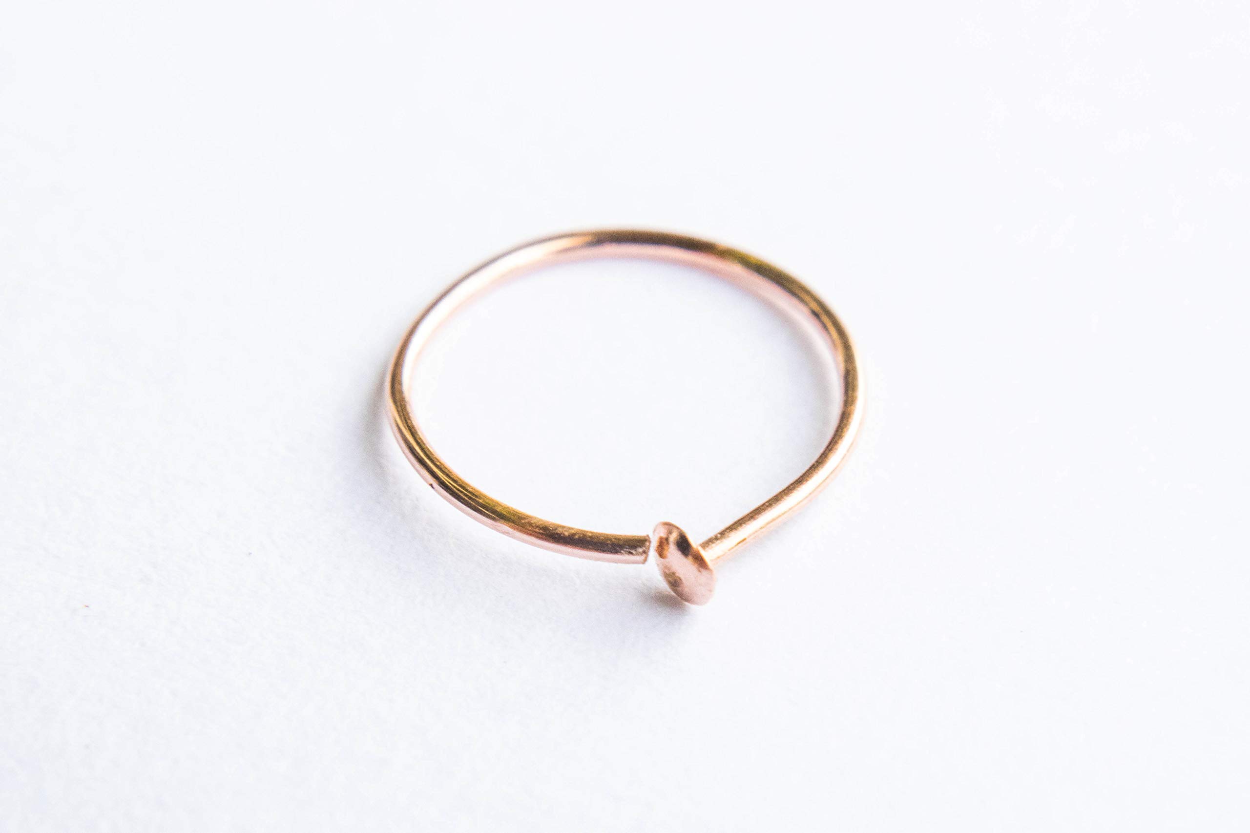 24G Rose Gold Nose Ring Hoop - Delicate Feminine Adjustable 24 Gauge 6mm - 7mm Piercing Jewelry for Women