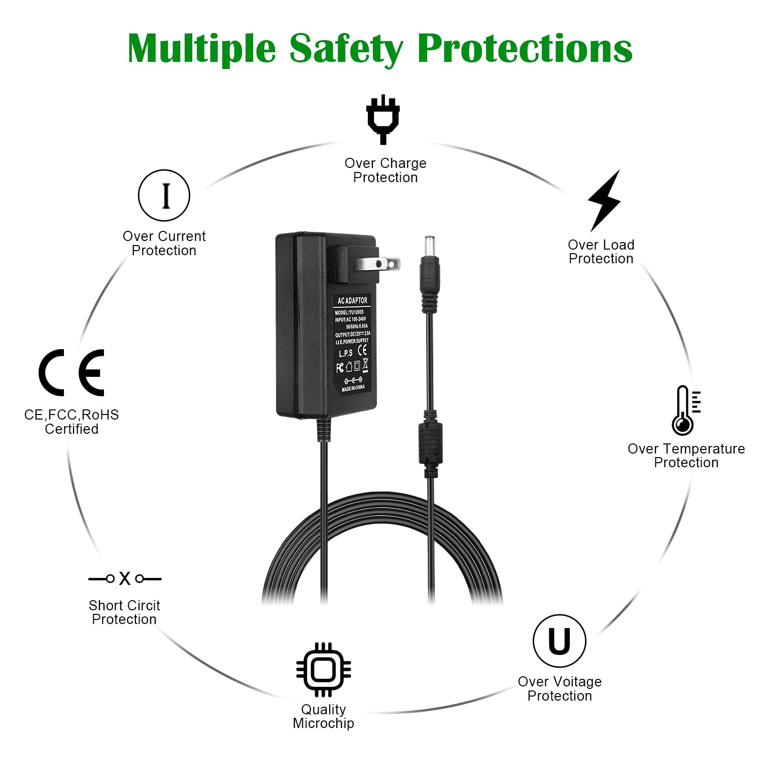12V 3.5A Power Supply Adapter - LeTaoXing AC 100V-240V Converter DC 12V 2.5A 3A 3.5A(Max) Wall Charger 12V/3.5A for Netgear Nighthawk Router Devices R6700 R6900 R7500 C6900 C7000 (6.6FT Cord)