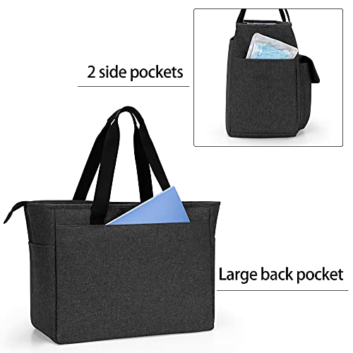CURMIO Home Health Nurse Tote Bag, Medical Supplies Bag for Work with Padded Laptop Sleeve and Multiple Pockets for Nursing Students, Doctors, Black