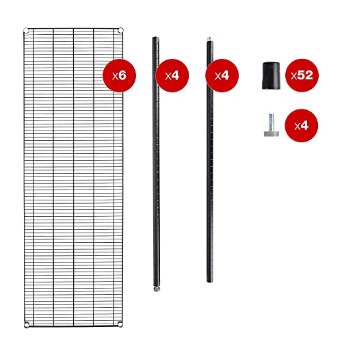 Alera NSF Certified 6-Shelf Wire Shelving Kit, 48w x 18d x 72h, Black Anthracite