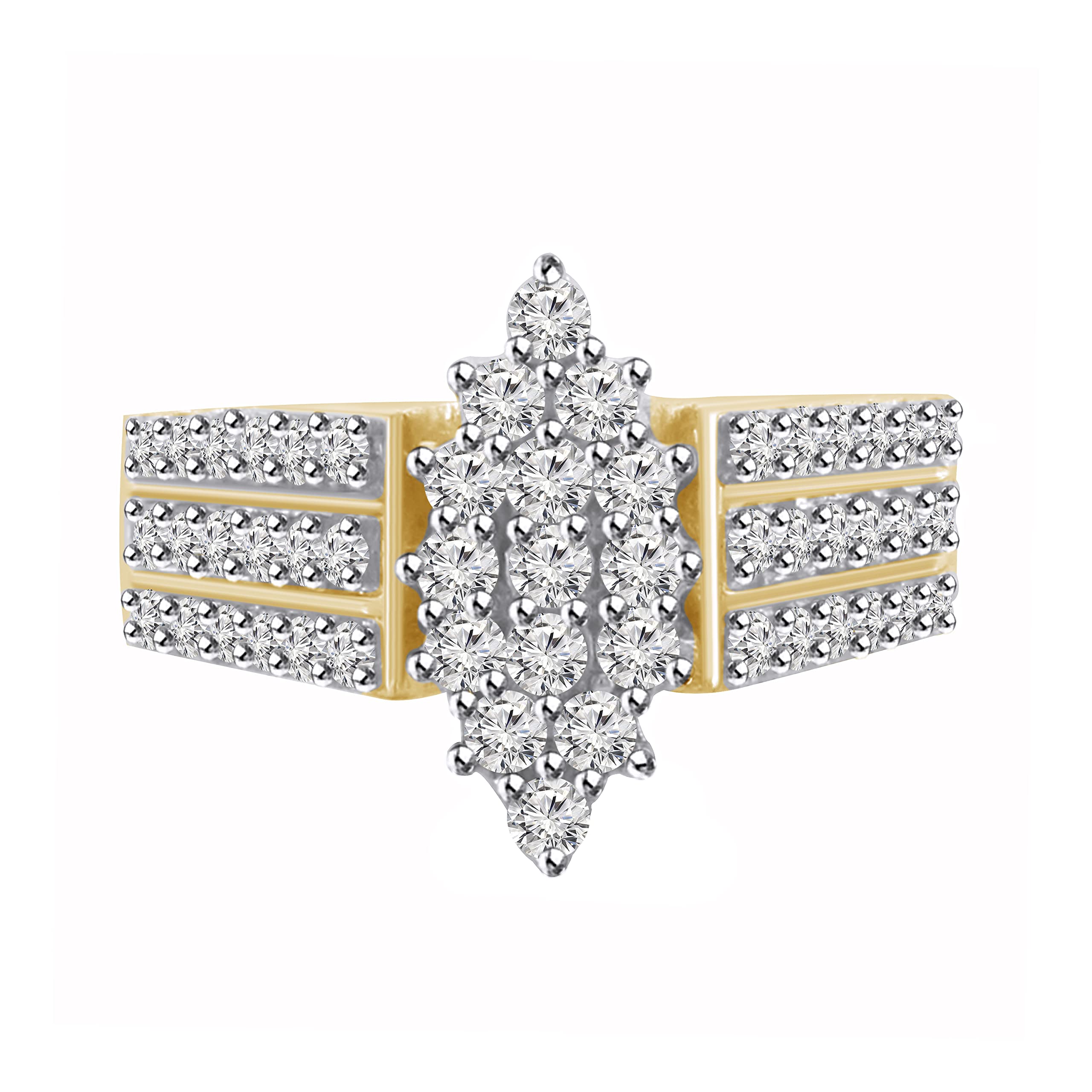 1.66 Ct Round Cut Diamond 14k Yellow Gold Over Cluster Wedding Ring_US-11