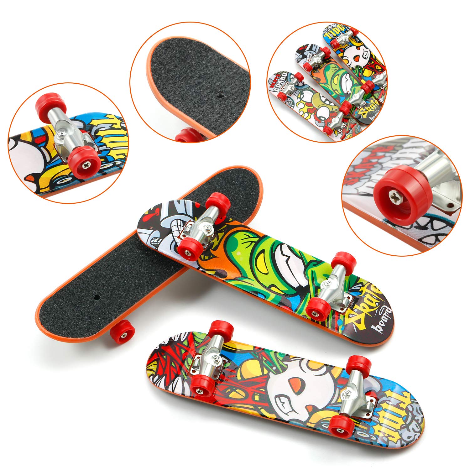 10 Pieces Mini Skateboards Finger Skate Fingerboard Toy Fingertip Movement Board for Adults Boys Girls, Random Pattern(10 Pieces)