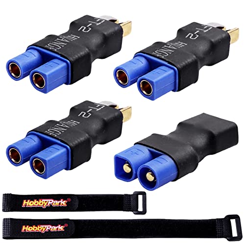 Hobbypark T Plug Deans Style to EC3 Connector Plugs Adapter RC Lipo Battery Charger Conversion with Battery Straps