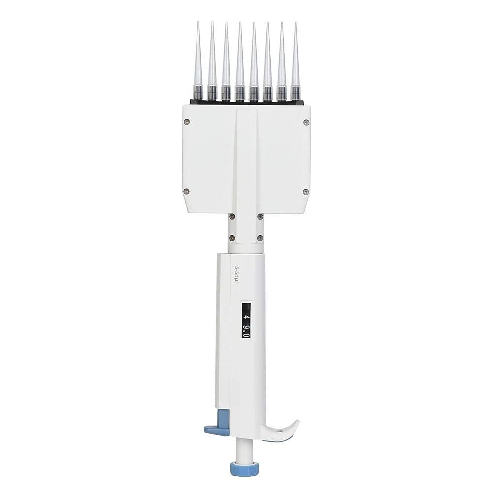 8-Channel Multichannel Pipett Adjustable Pipettor Micro Pipette High-Accurate 5-50μl + 8 Tip
