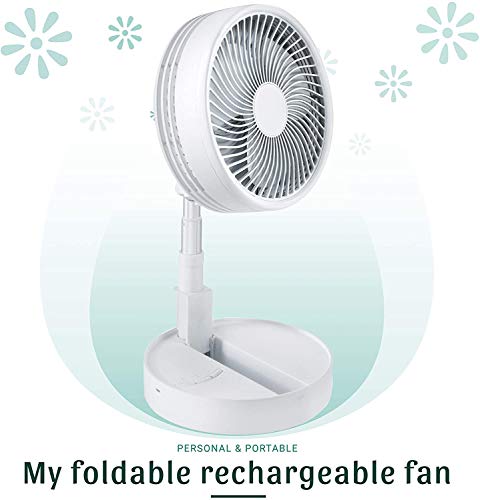 Bell+Howell My Foldaway Fan Rechargeable Fan Ultra Lightweight Portable Compact Extendable to 4 Feet High with 3 Speed Modes As Seen On TV