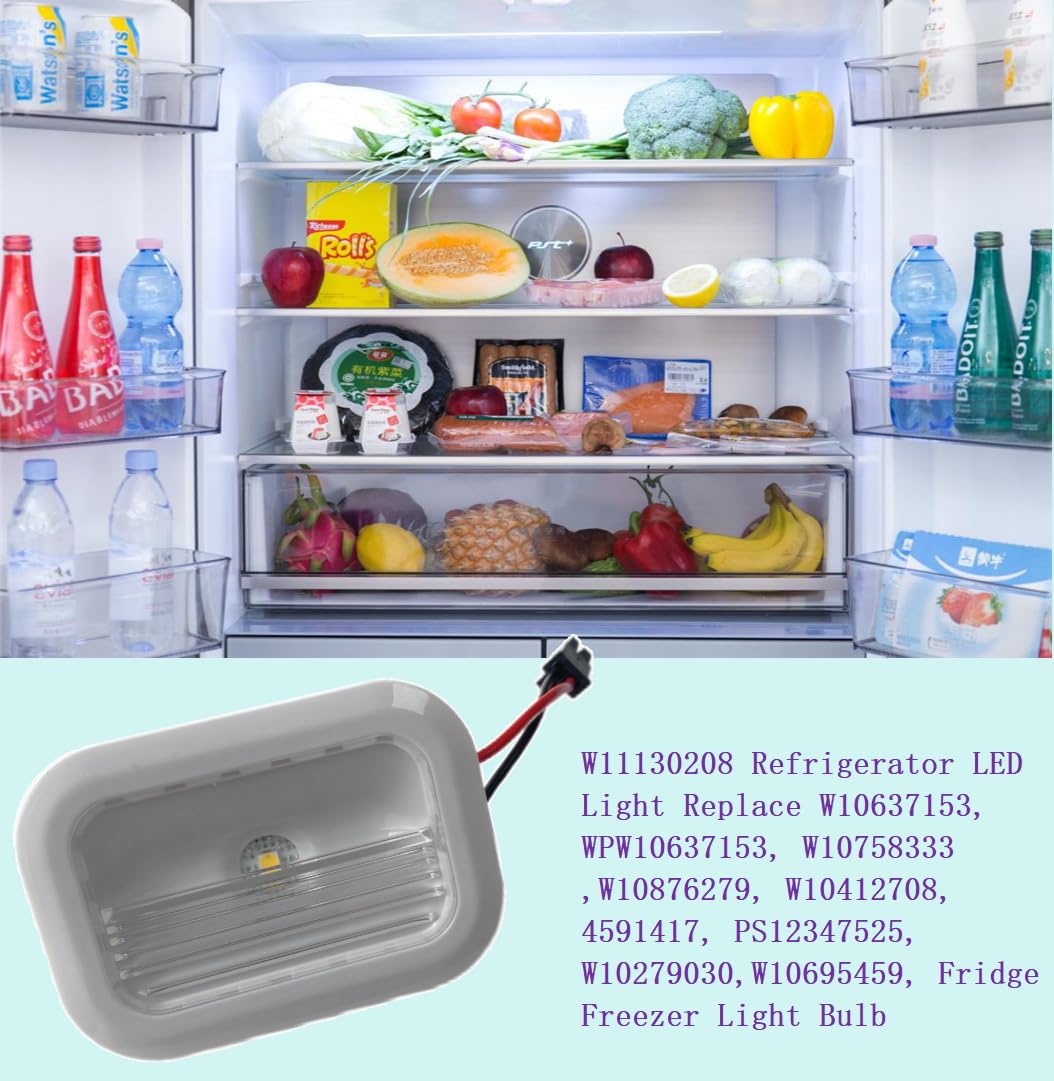 W11130208 Refrigerator LED Module Compatible With Whirlpool,Replace W10637153 WPW10637153 W10758333 W10876279 Compatible With Fridge Kenmore Whirlpool Led Light Module