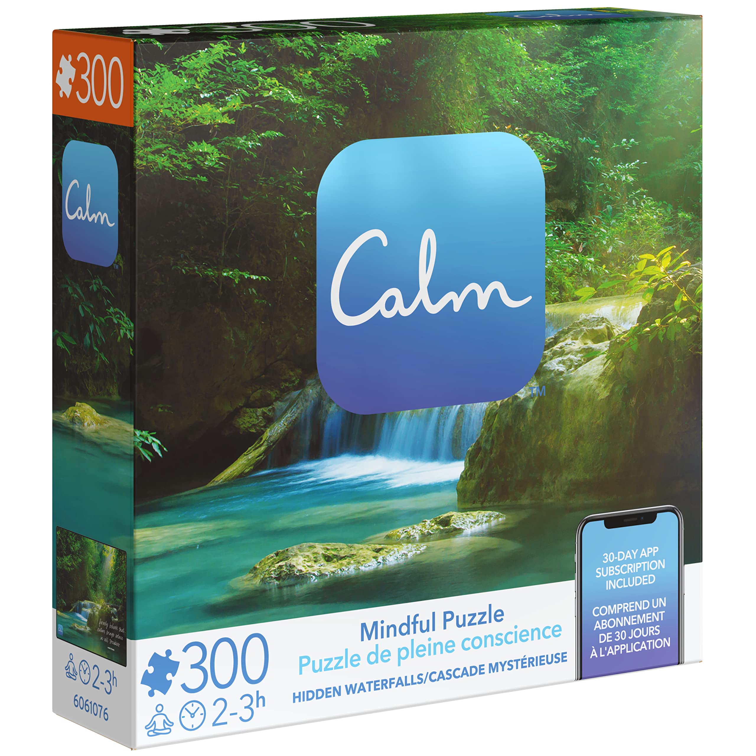 300-Piece Calm Jigsaw Puzzle for Relaxation, Stress Relief, and Mood Elevation, for Adults and Kids Ages 8 and up, Hidden Waterfalls