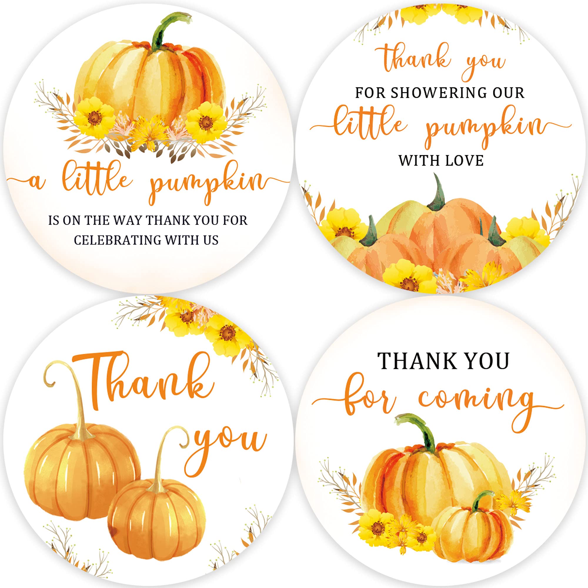 80 Little Pumpkin Thank You Stickers, Little Pumpkin Baby Shower Favor Stickers, Fall Themed Baby Shower Favor Stickers(2 Inch)
